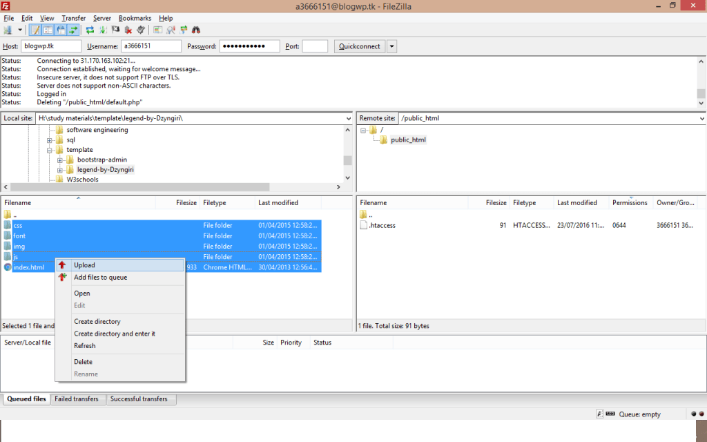 How To Upload Files To 000webhost Using FTP Client FileZilla
