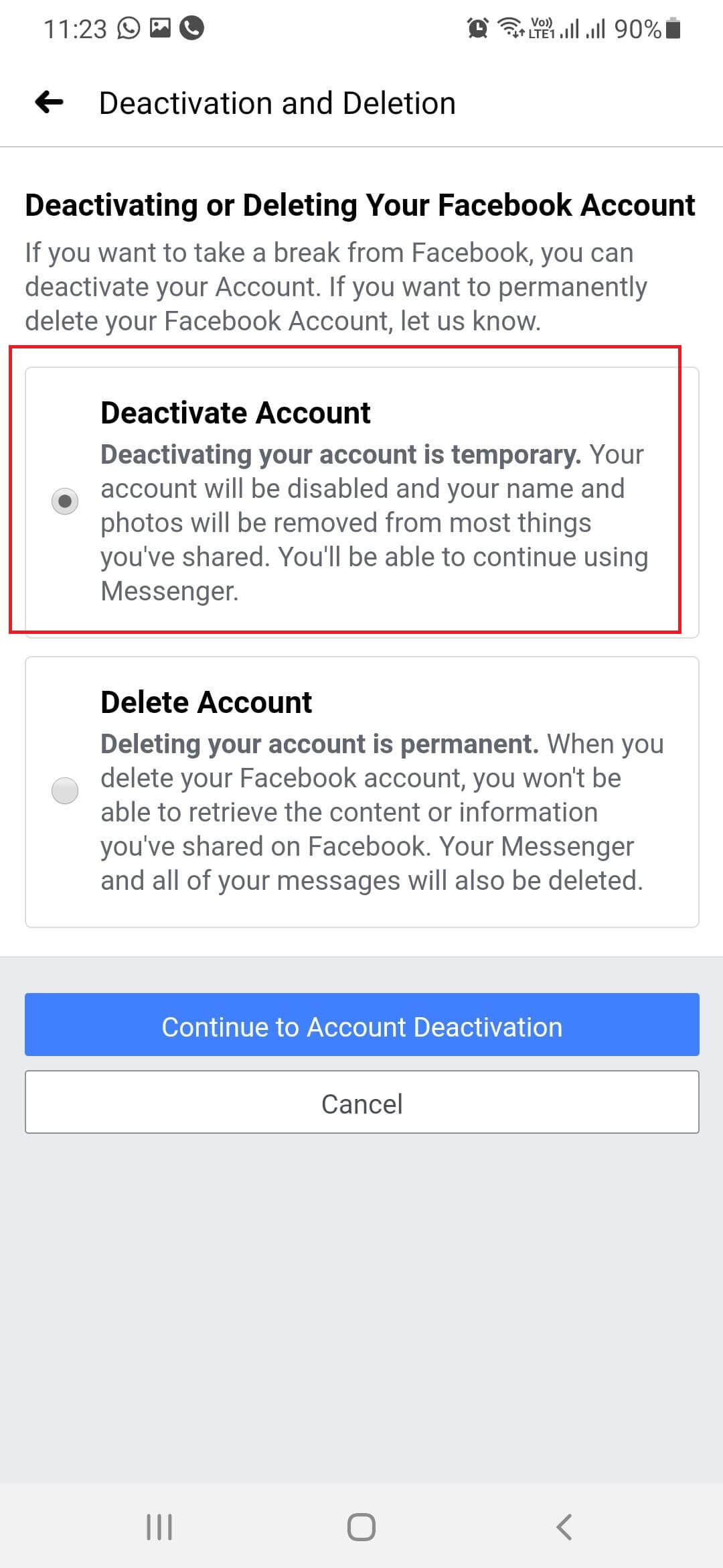 How to Deactivate or Delete Facebook Account Permanently - Seeromega